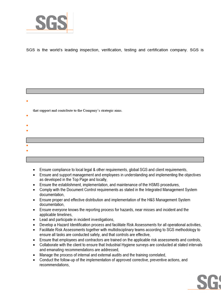 H&S Officer Role in Zambia | PDF | Occupational Safety And Health | Audit