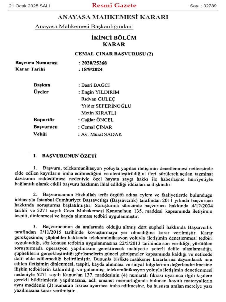 Anayasa Mahkemesi Karari: Resmî Gazete | PDF