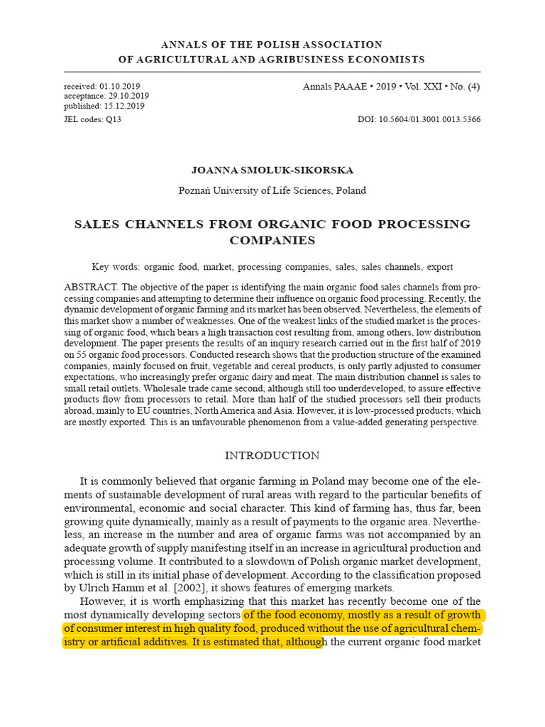 Organic Food Sales Channels Analysis | PDF | Market (Economics ...