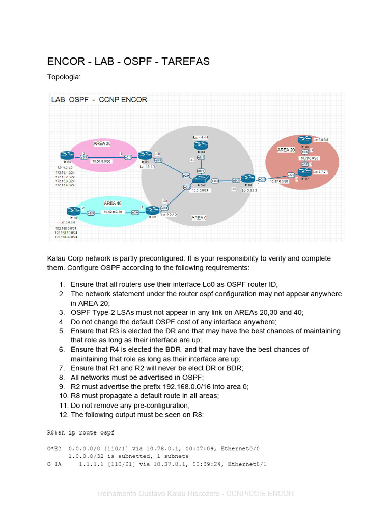 ENCOR - LAB - OSPF - TAREFAS | PDF | Internet Standards | Computer Network