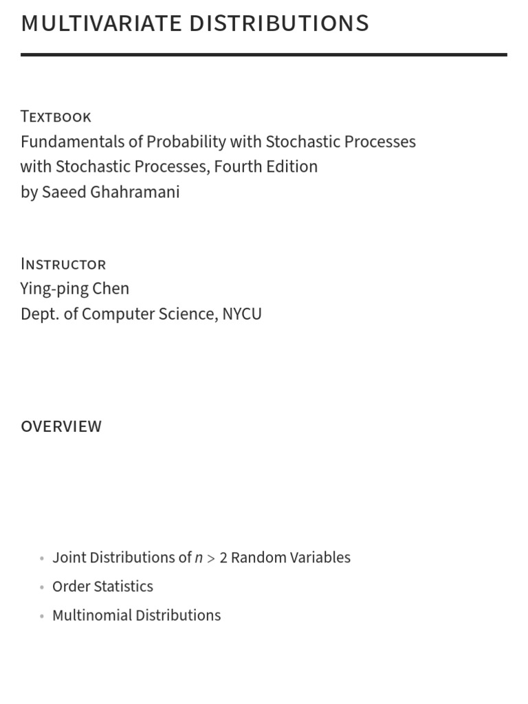 09-Multivariate Distributions | PDF | Probability Distribution ...