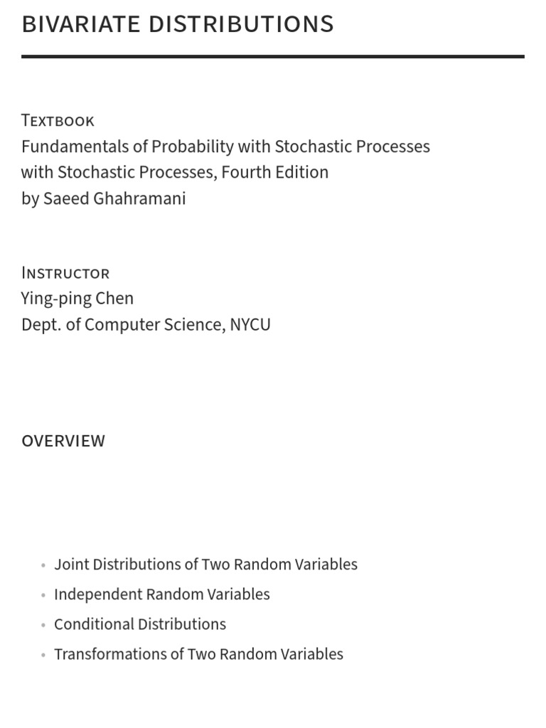 08 Bivariate Distributions | PDF | Probability Distribution | Random Variable