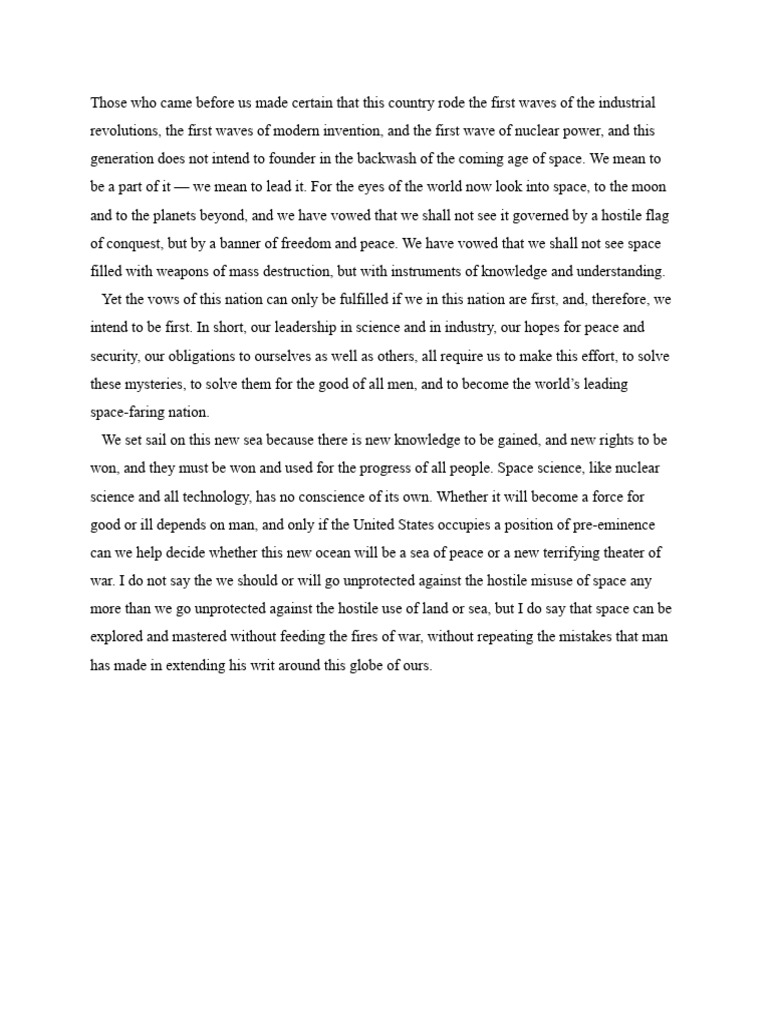 JFK's Vision for Space Leadership | PDF