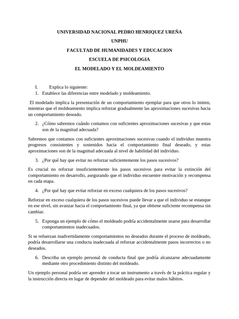 Practica Modelamiento y Moldeamiento | PDF | Comportamiento ...