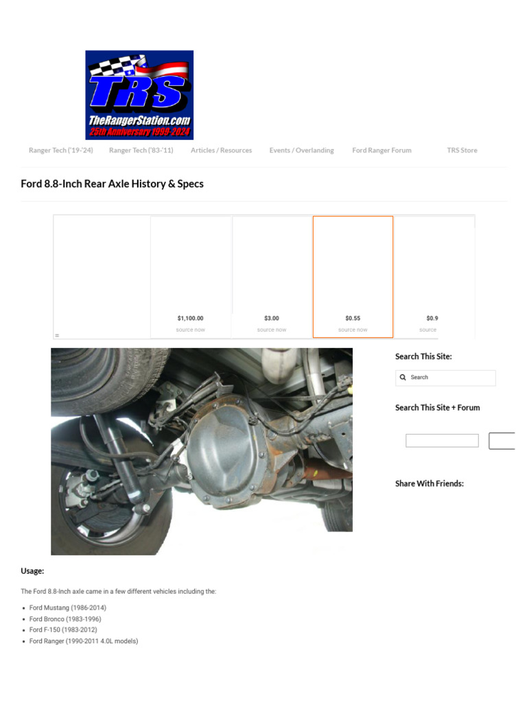 Ford 8.8-Inch Rear Axle History & Specs - The Ranger Station | PDF ...
