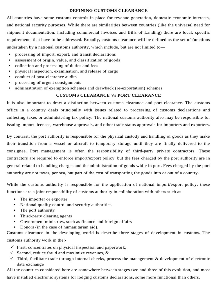 Understanding Customs Clearance Processes | PDF | Customs | Taxes
