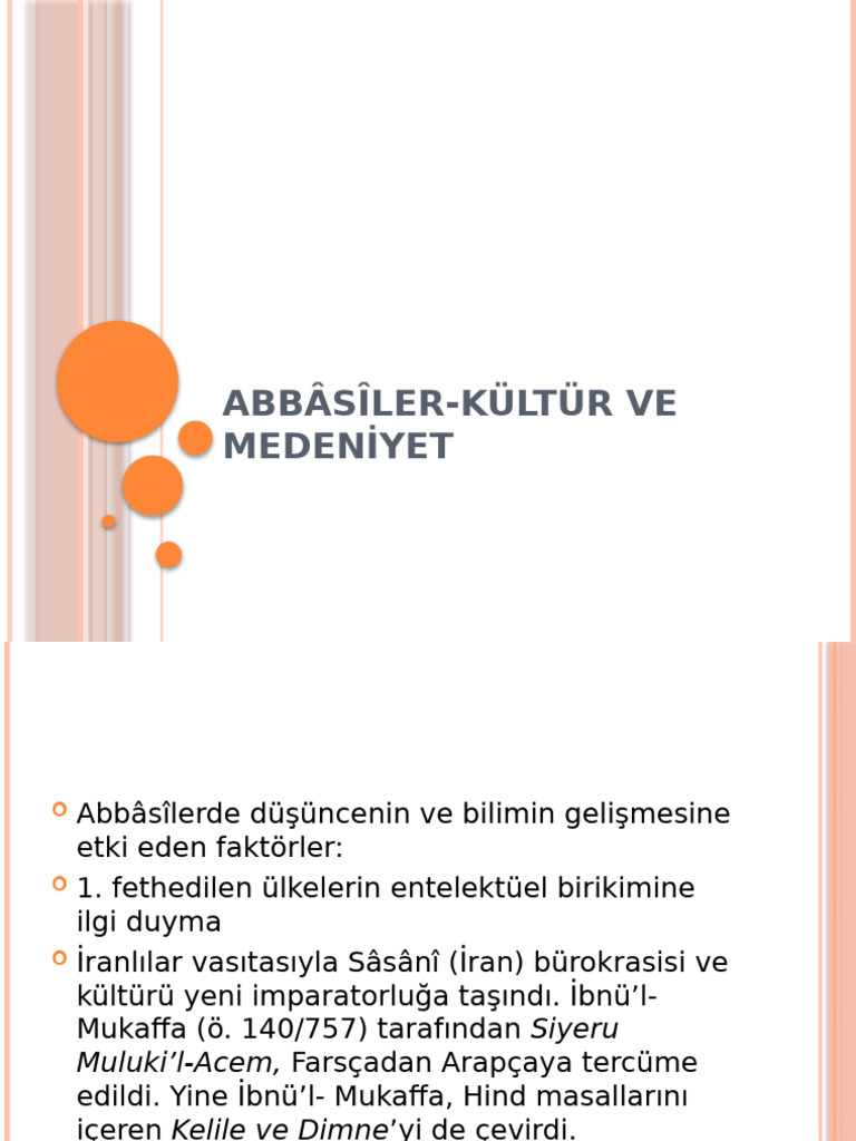 Abbâsîler-Kültür Ve Medeni̇yet-1 | PDF