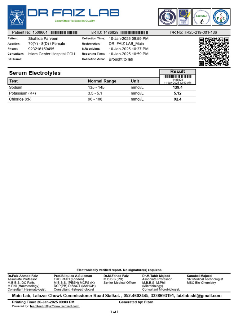 Serum Electrolytes: Test Normal Range Unit | PDF