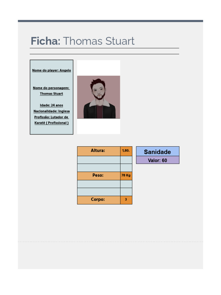 Ficha do personagem_ Thomas Stuart. | PDF