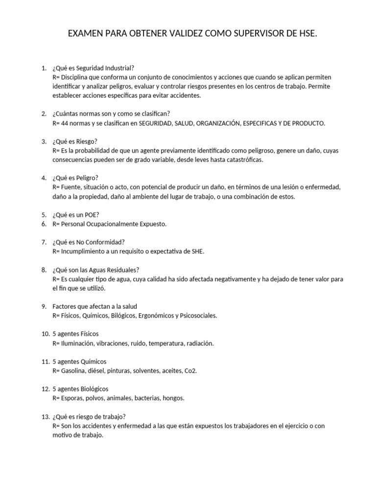 Examen Ehs | PDF | Radiación | Incendios