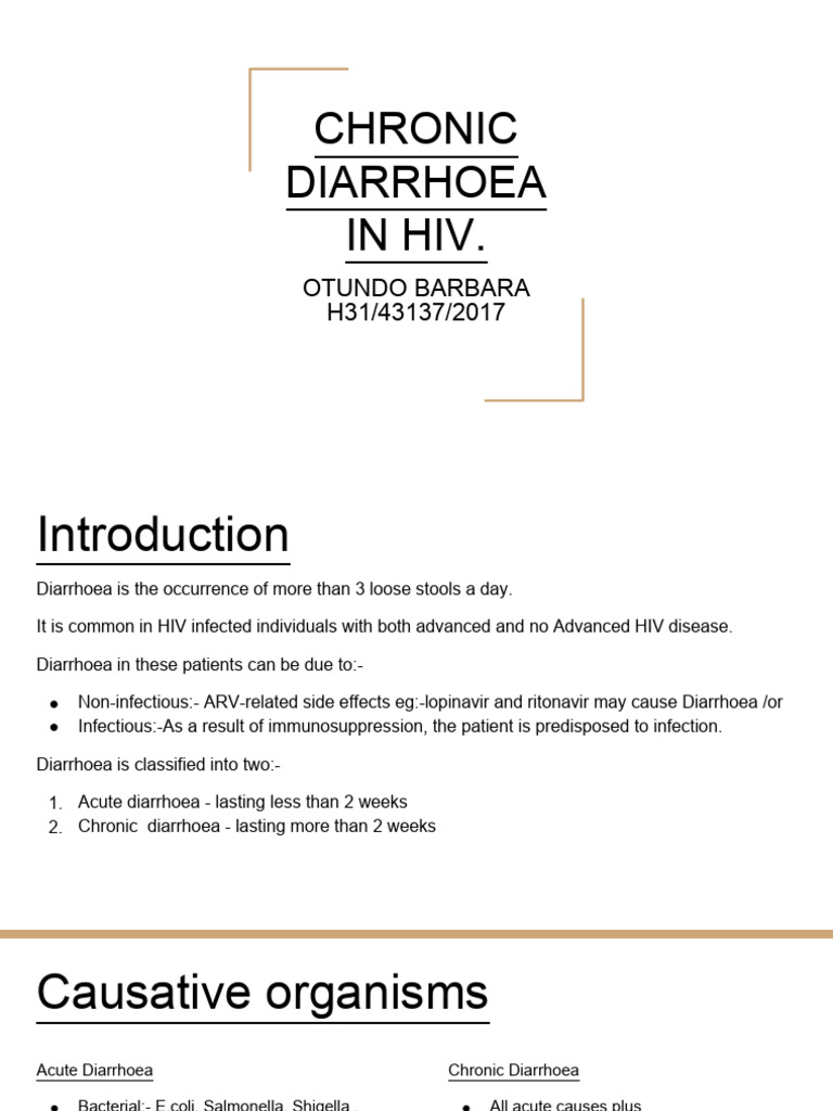 Chronic Diarrhoea in Hiv 1 | PDF | Diarrhea | Dehydration