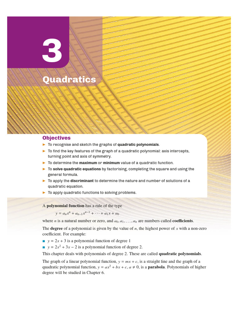 Chapter 3 - Maths Methods Units 1 & 2 | PDF | Quadratic Equation ...