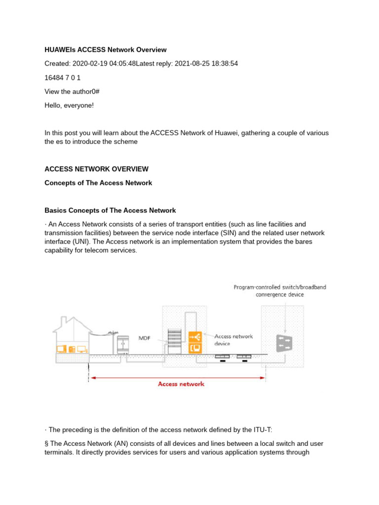 HUAWEIs ACCESS Network Overview | PDF | Digital Subscriber Line | Computer Network