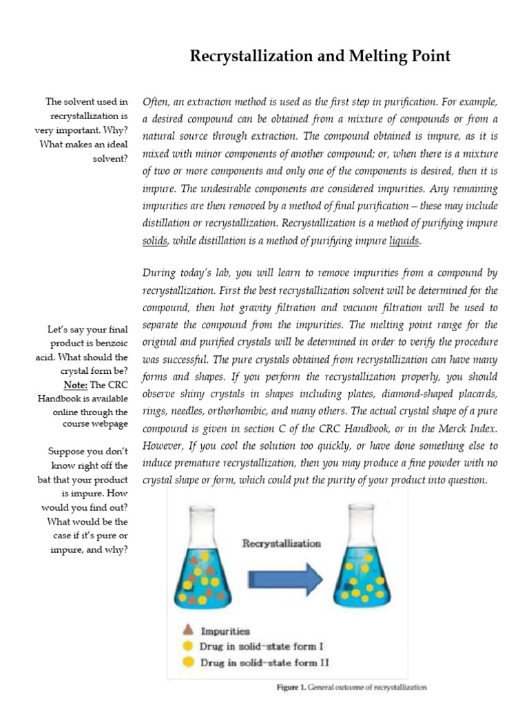 Expt #2-Recrystallization and MP | PDF | Filtration | Physical Chemistry