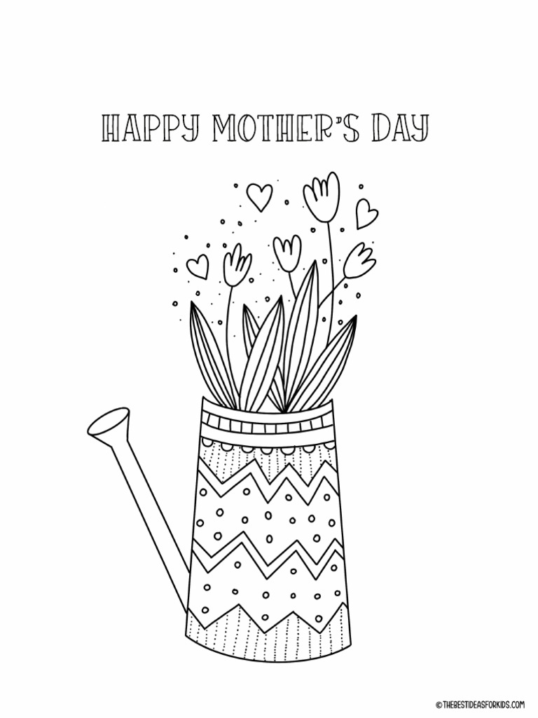 Watering Can of Flowers Coloring Page | PDF