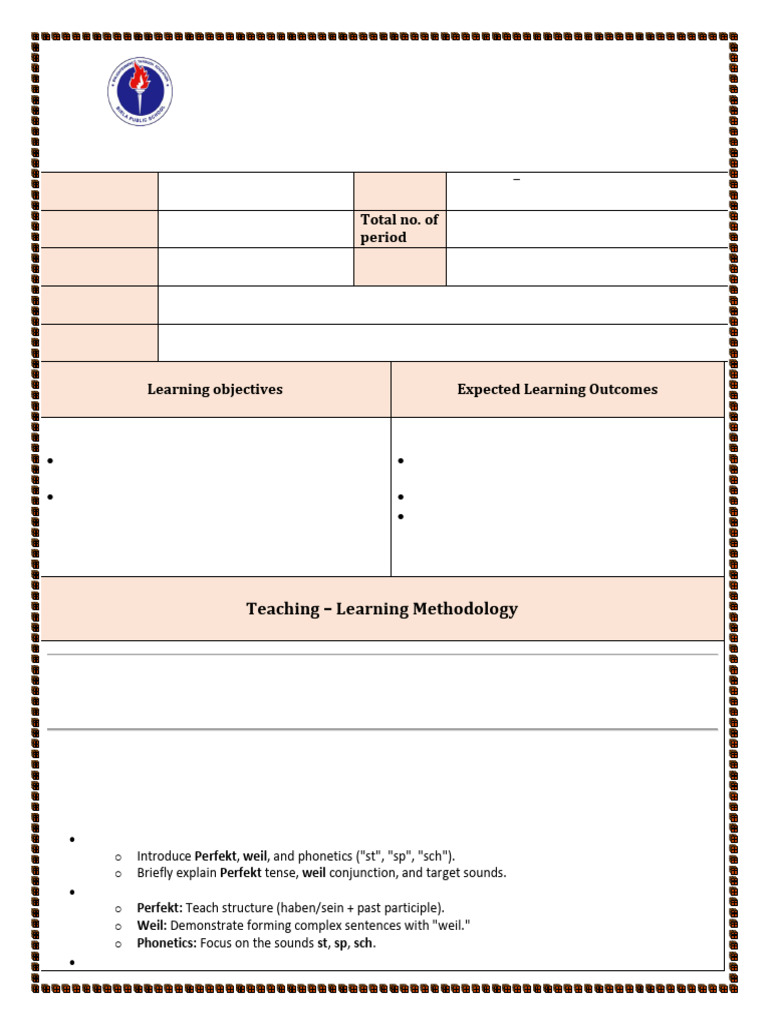 lesson plan 7 SL | PDF | Perfect (Grammar) | Syntax