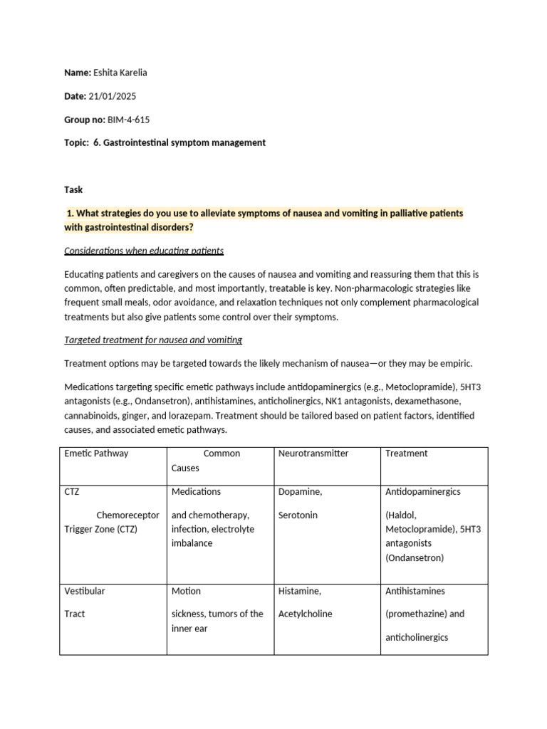 GIT in Palliative Care Topic 6 | PDF | Nausea | Constipation
