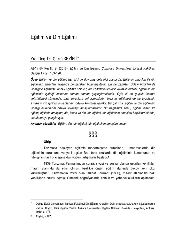 Egitim Ve Din Egitimi | PDF