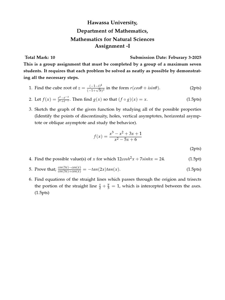 Basic Math Assignment1 | PDF