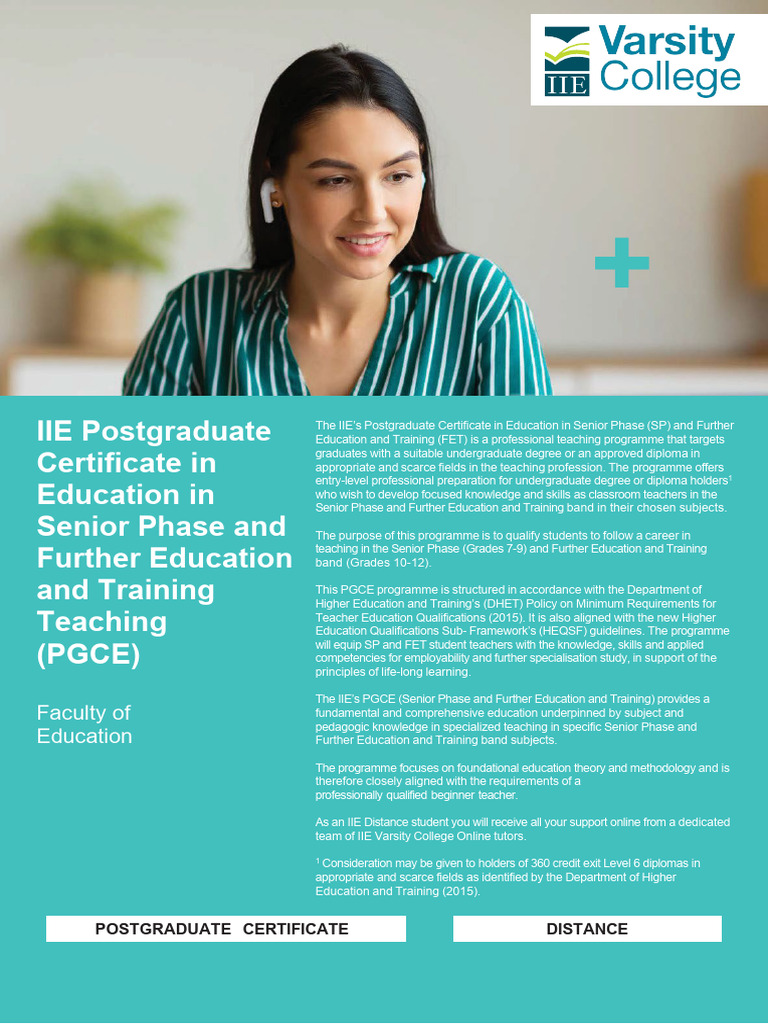 Iie Postgraduate Certificate in Education Distance Factsheet 2025 v3 ...