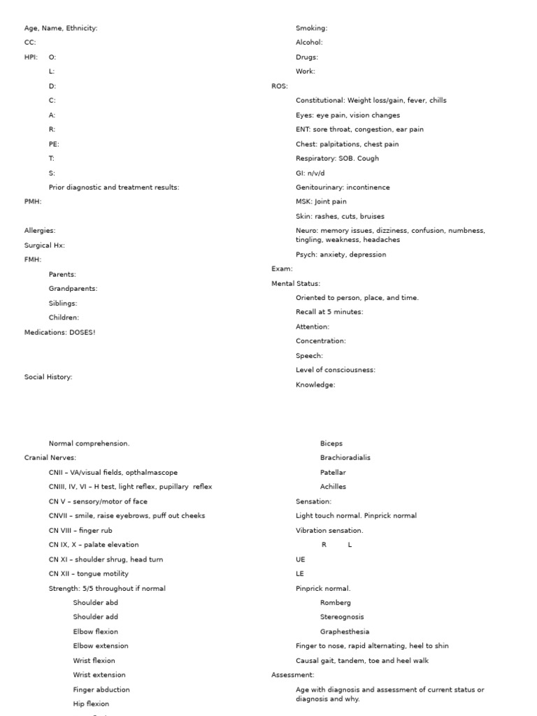 Neuro Chart Outline | PDF | Anatomical Terms Of Motion | Pain