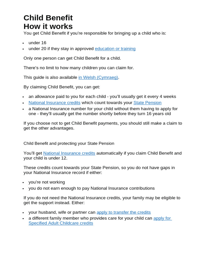 Child Benefit Uk Tax | PDF