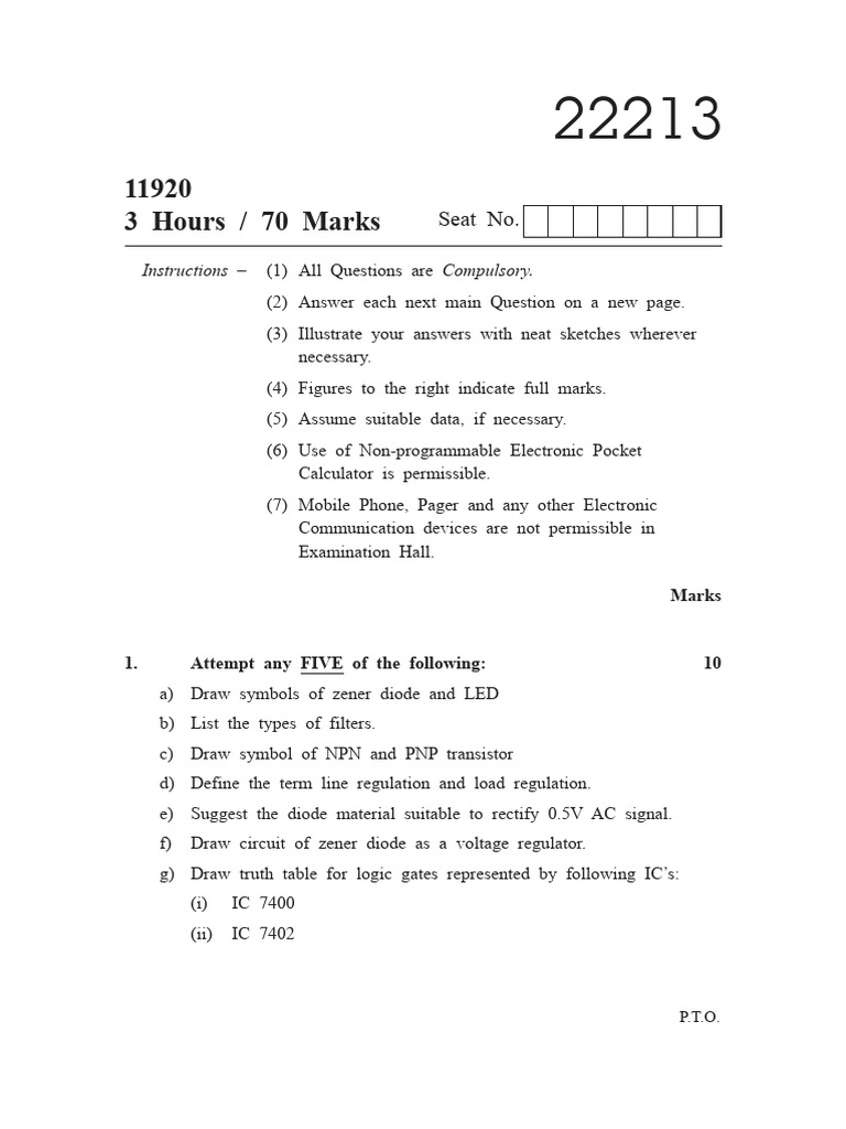 Electronics Exam Paper | PDF | Rectifier | Bipolar Junction Transistor