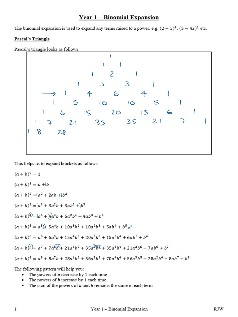 12FM Binomial Y1 | PDF | Mathematics | Algebra