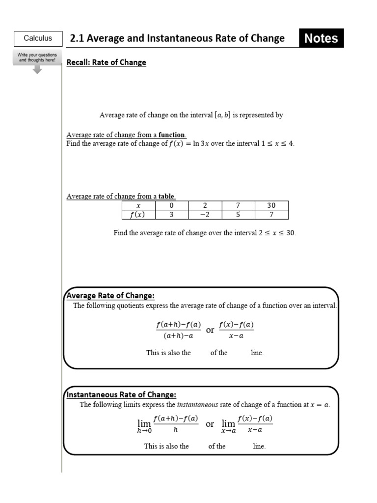 Average and Instantaneous Rate of Change | PDF | Derivative | Tangent