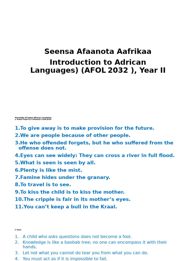 Seensa Afaanot Aafrikaa Final | PDF | Human Communication | Linguistics