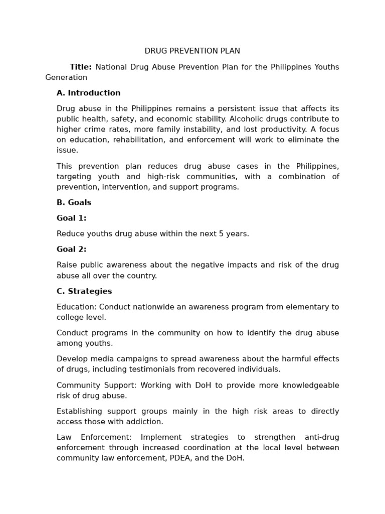 DRUG PREVENTION PLAN | PDF | Substance Abuse | Public Sphere