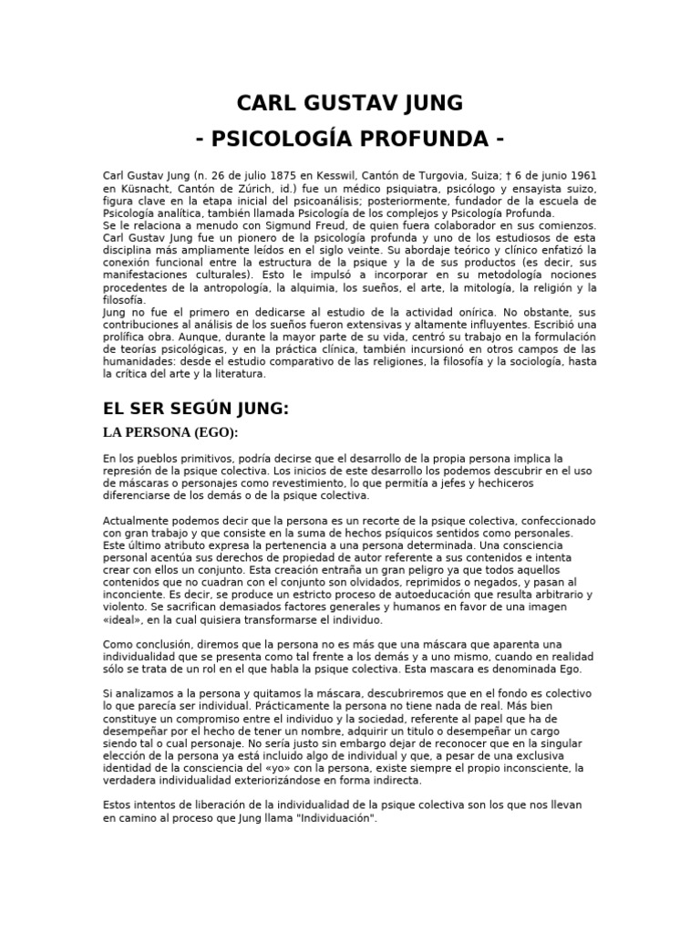 CARL GUSTAV JUNG | PDF | Carl Jung | Pensamiento