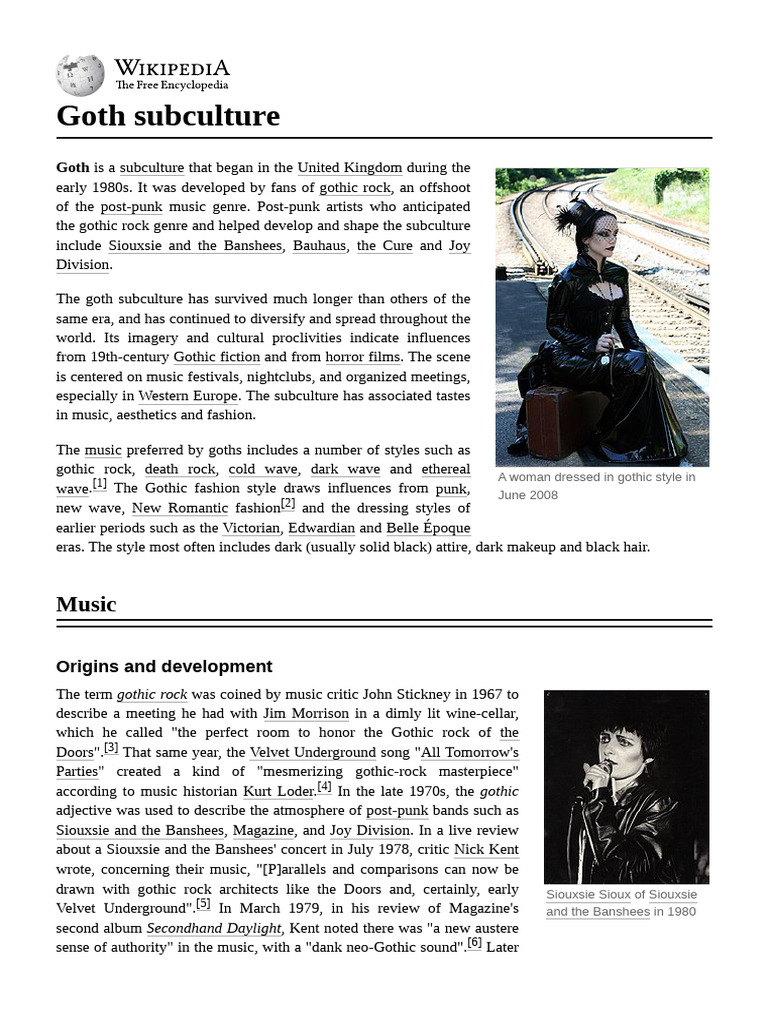 Overview of the Goth Subculture | PDF