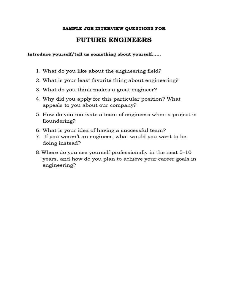 Sample Job Interview Questions For | PDF | Sailor | Social Psychology
