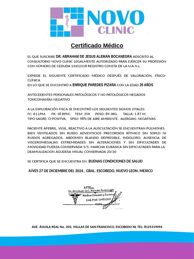 Constancia de Salud | PDF