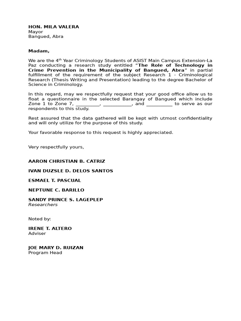 Sample Research Request Letter | PDF