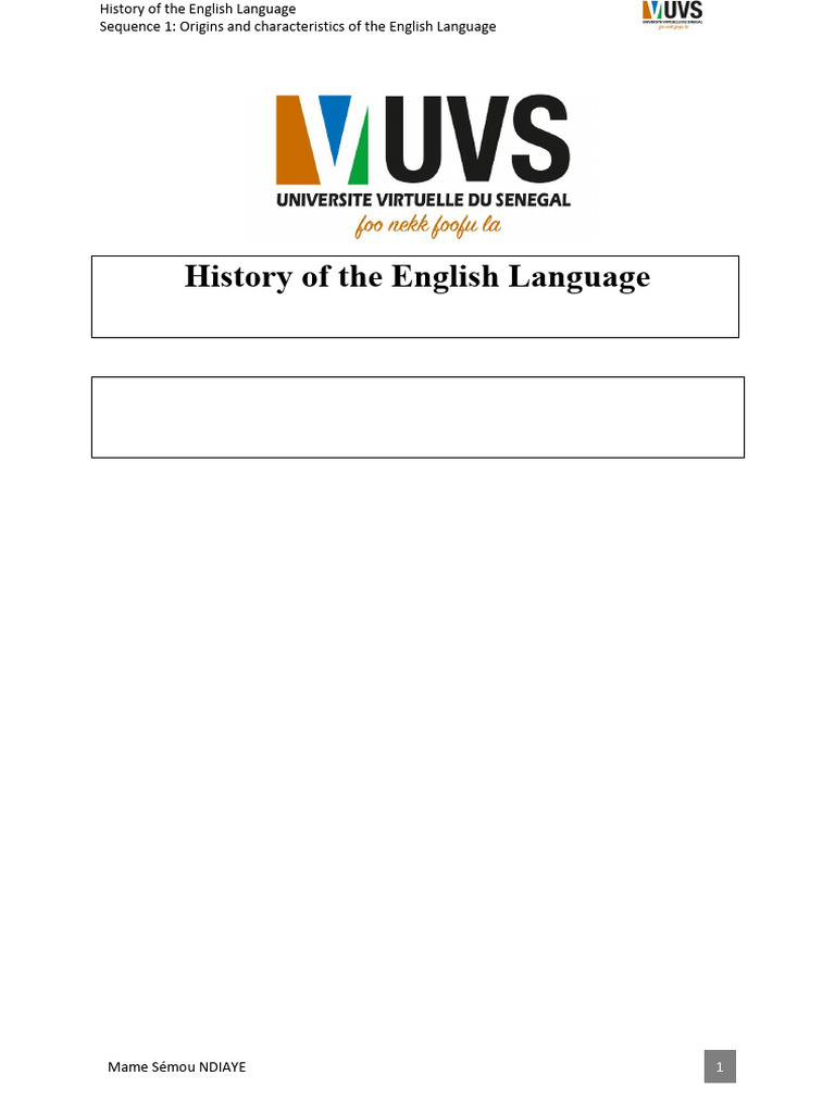 History of English Language - SEQ1 | PDF | English Language | Adjective