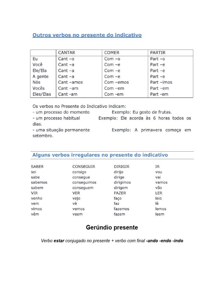 Aula 3 - Verbos No Presente Do Indicativo | PDF