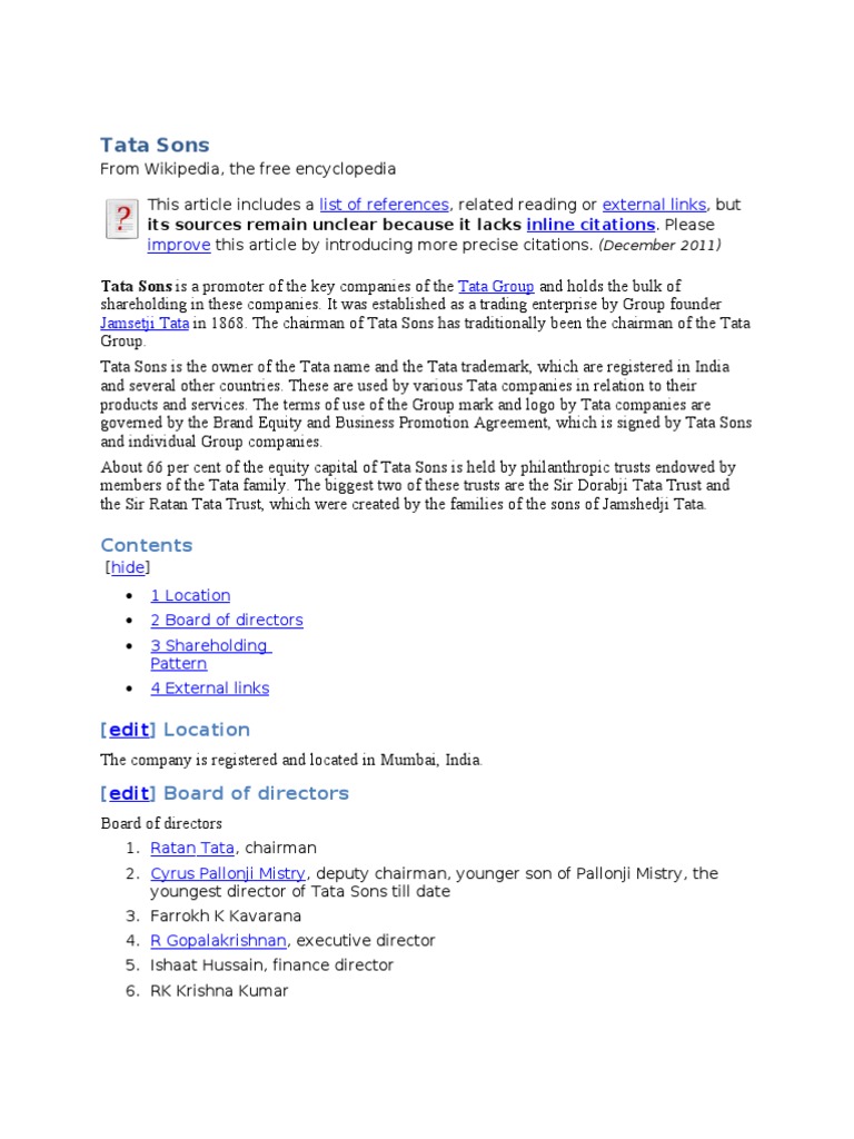 The Promoter and Shareholding Structure of the Tata Group: An Overview ...