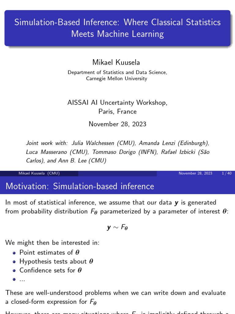 (Seminar) Simulation-Based Inference - Where Classical Statistics Meets Machine Learning | PDF ...