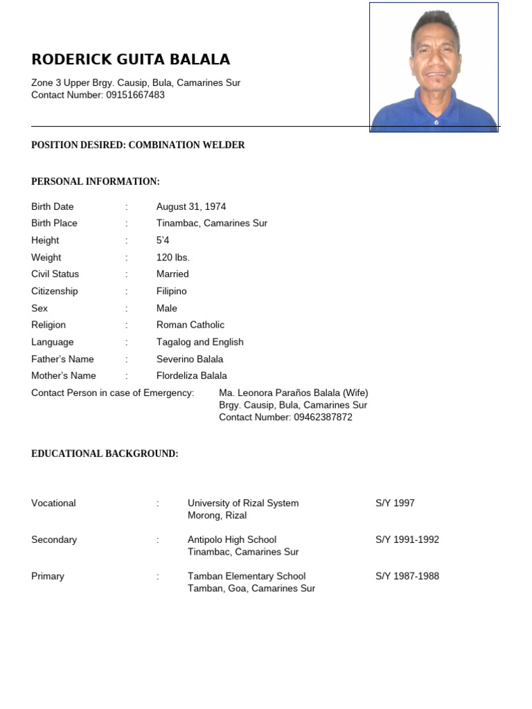 New Daddy Resume | PDF | Philippines