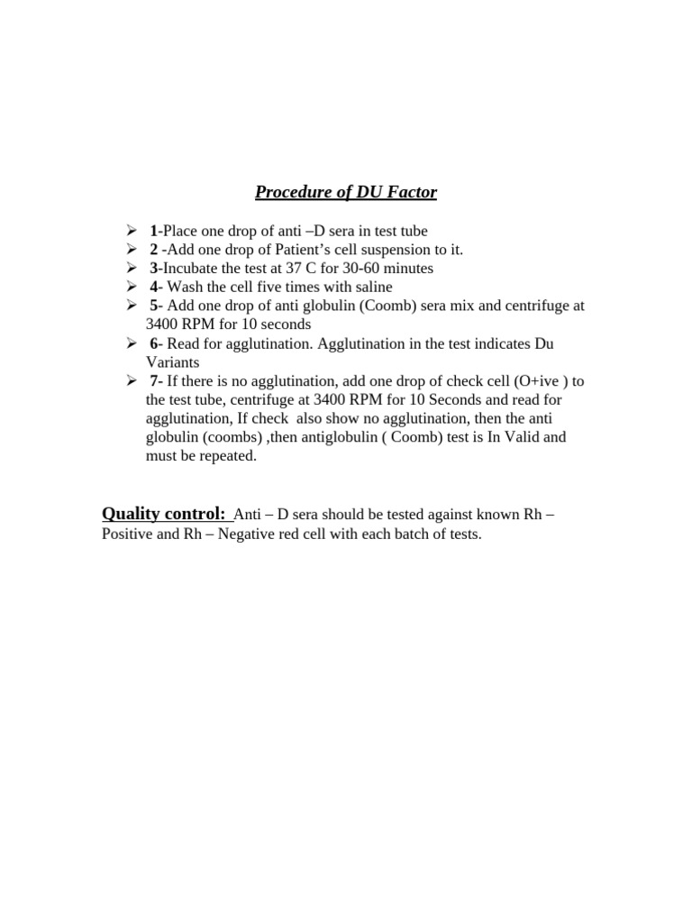 DU Test Procedure Overview | PDF