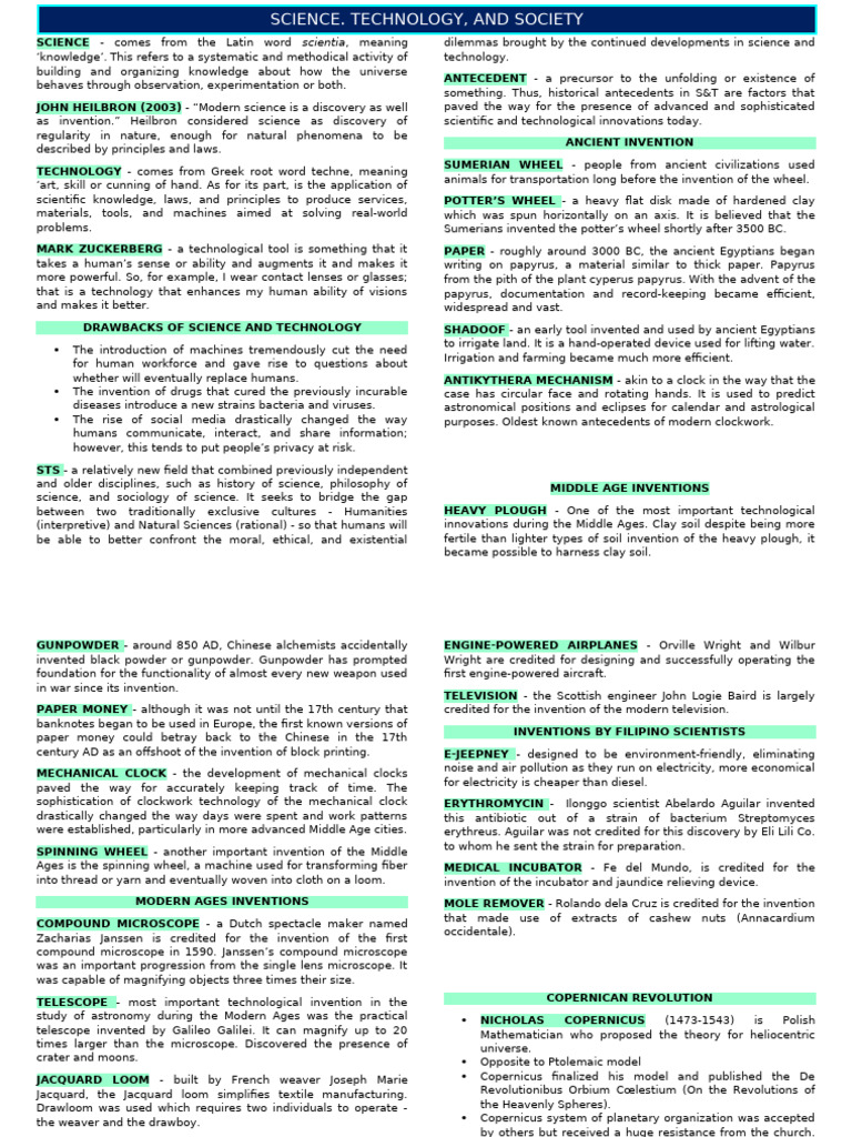 STS (REVIEWER) | PDF | Heliocentrism | Nicolaus Copernicus