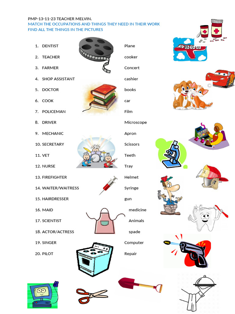 Occupation Matching Activity | PDF