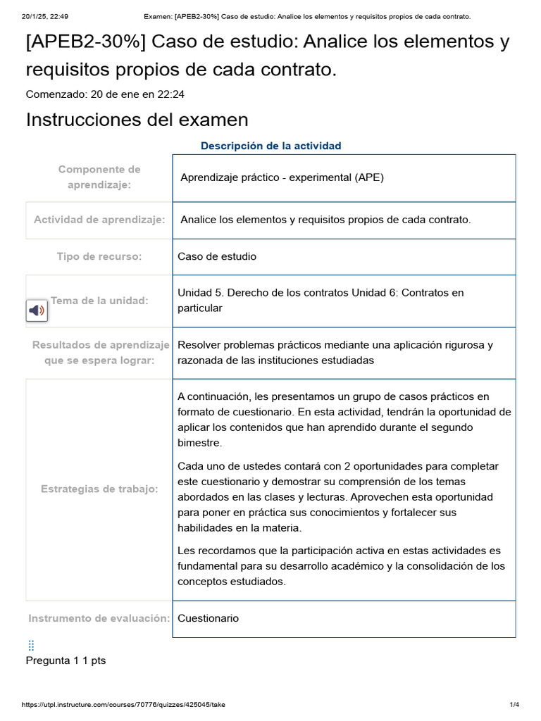 Examen - (APEB2-30%) Caso de Estudio - Analice Los Elementos y Requisitos Propios de Cada ...