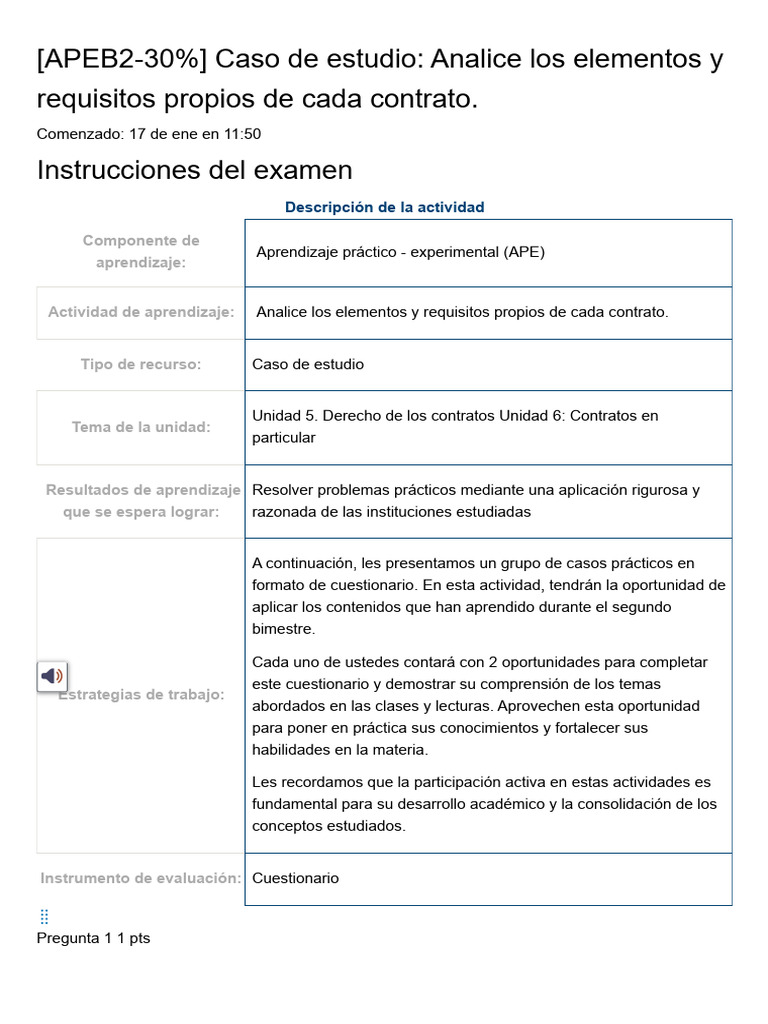 Examen - (APEB2-30%) Caso de Estudio - Analice Los Elementos y Requisitos Propios de Cada ...