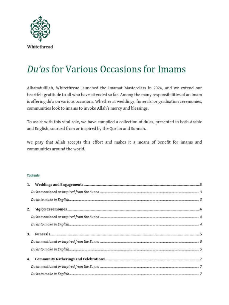 Du'as Guide for Imams | PDF | Gratitude | Sacrifice