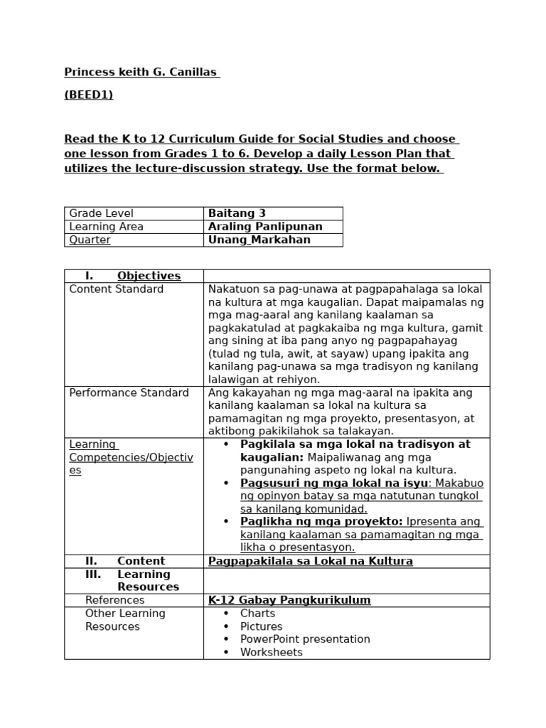 Lesson Plan - Graphic Organizer | PDF