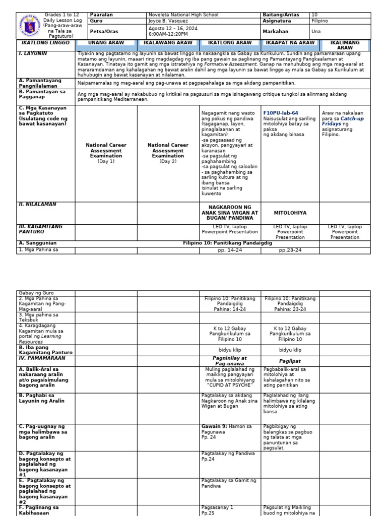 Fil10 - DLL - Week 3 | PDF