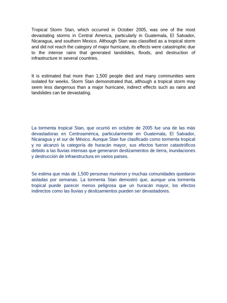 Impacto de la Tormenta Stan en 2005 | PDF